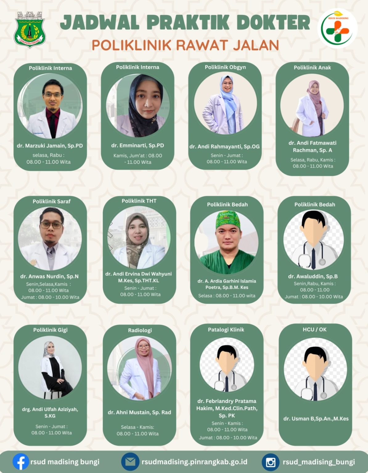 JADWAL DOKTER SPESIALIS DI RSUD MADISING – RUMAH SAKIT UMUM DAERAH MADISING