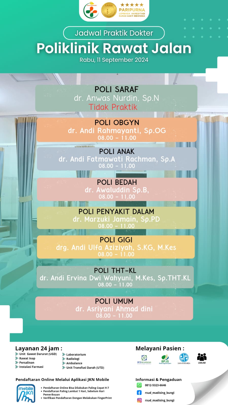JADWAL POLI RAWAT JALAN – RUMAH SAKIT UMUM DAERAH MADISING